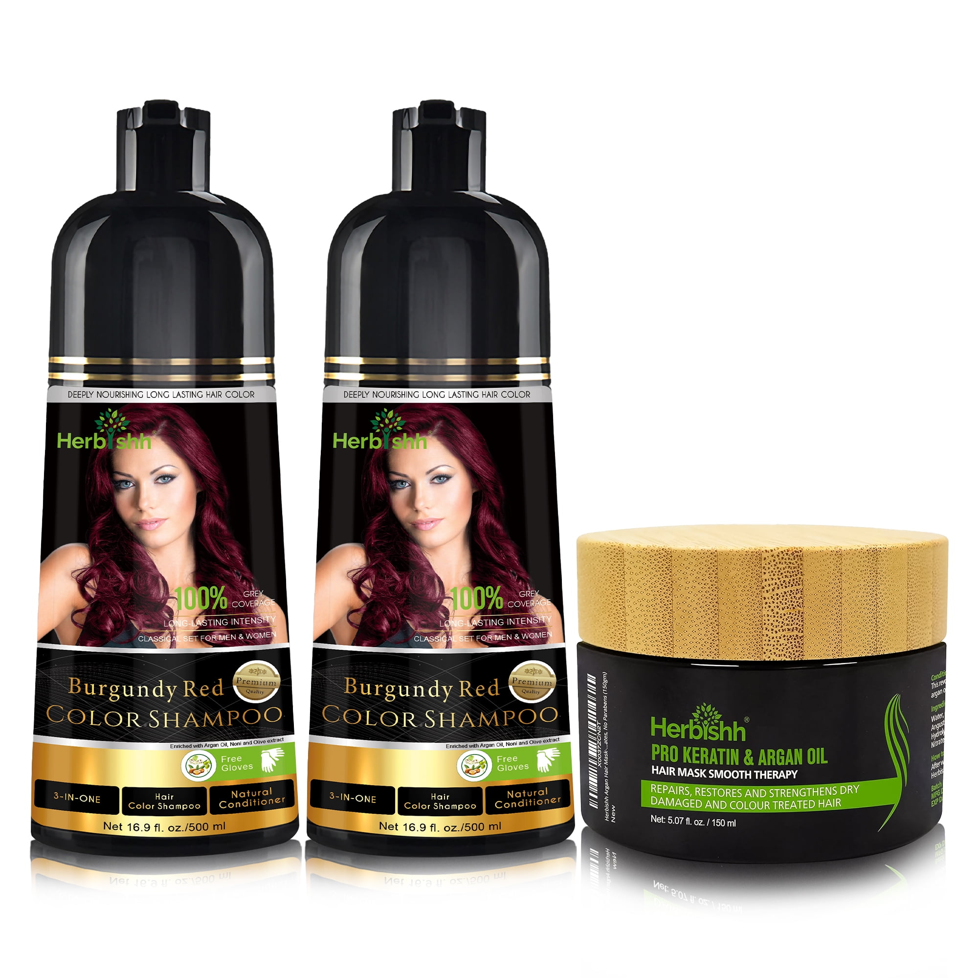 Herbishh Combo Pack - 2 Pc Hair Color Shampoo, Long Lasting Color, (500 ...
