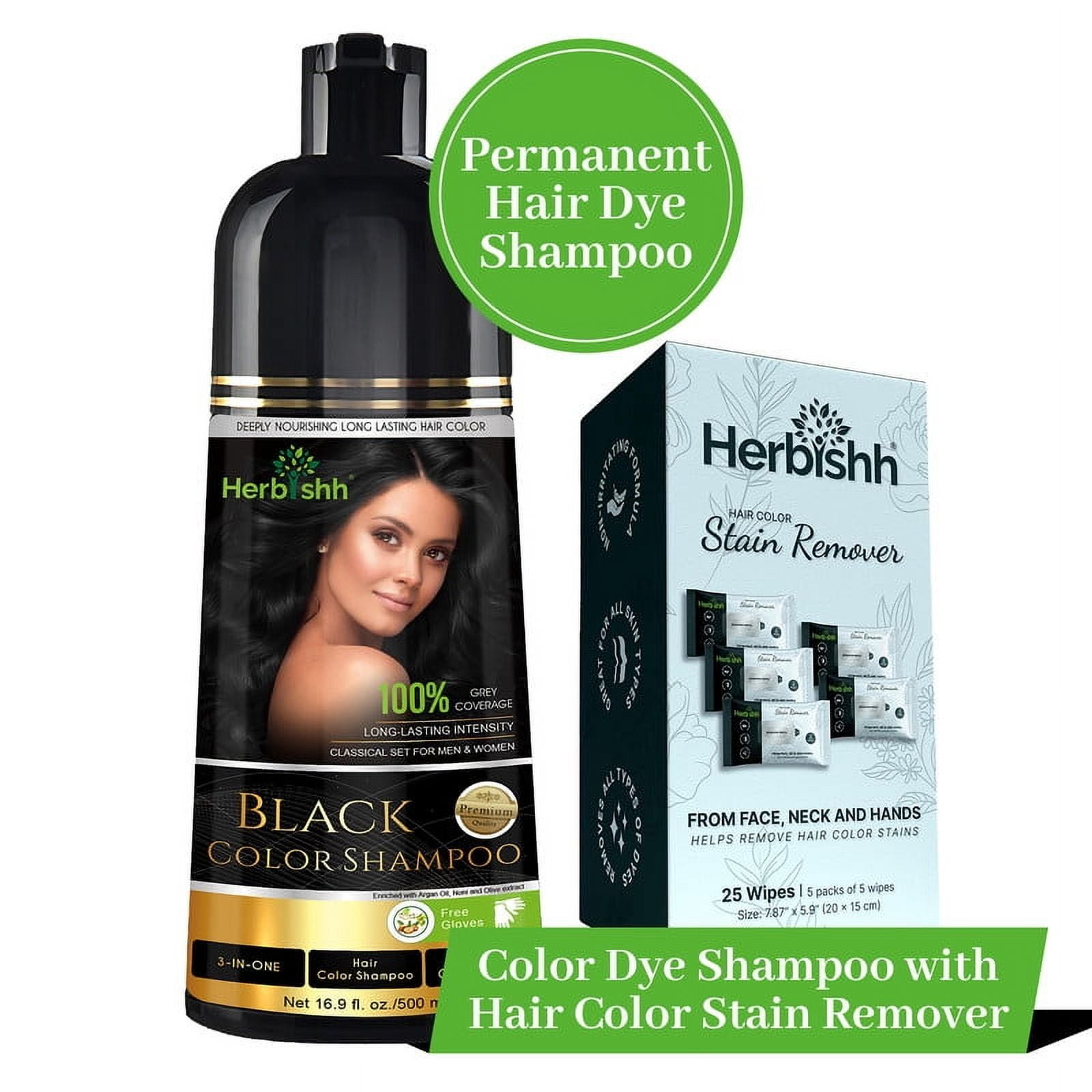 Herbishh Hair Color Shampoo For Gray Hair – Black Hair Dye Shampoo 3 In ...
