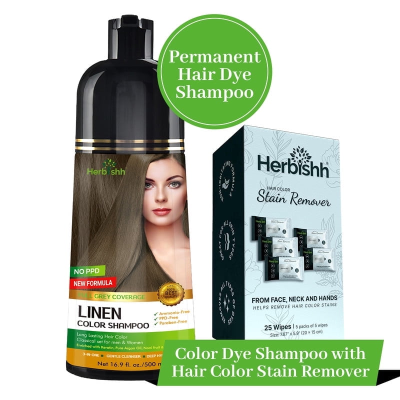 Herbishh Hair Color Shampoo For Gray Hair – Linen Hair Dye Shampoo 3 In ...