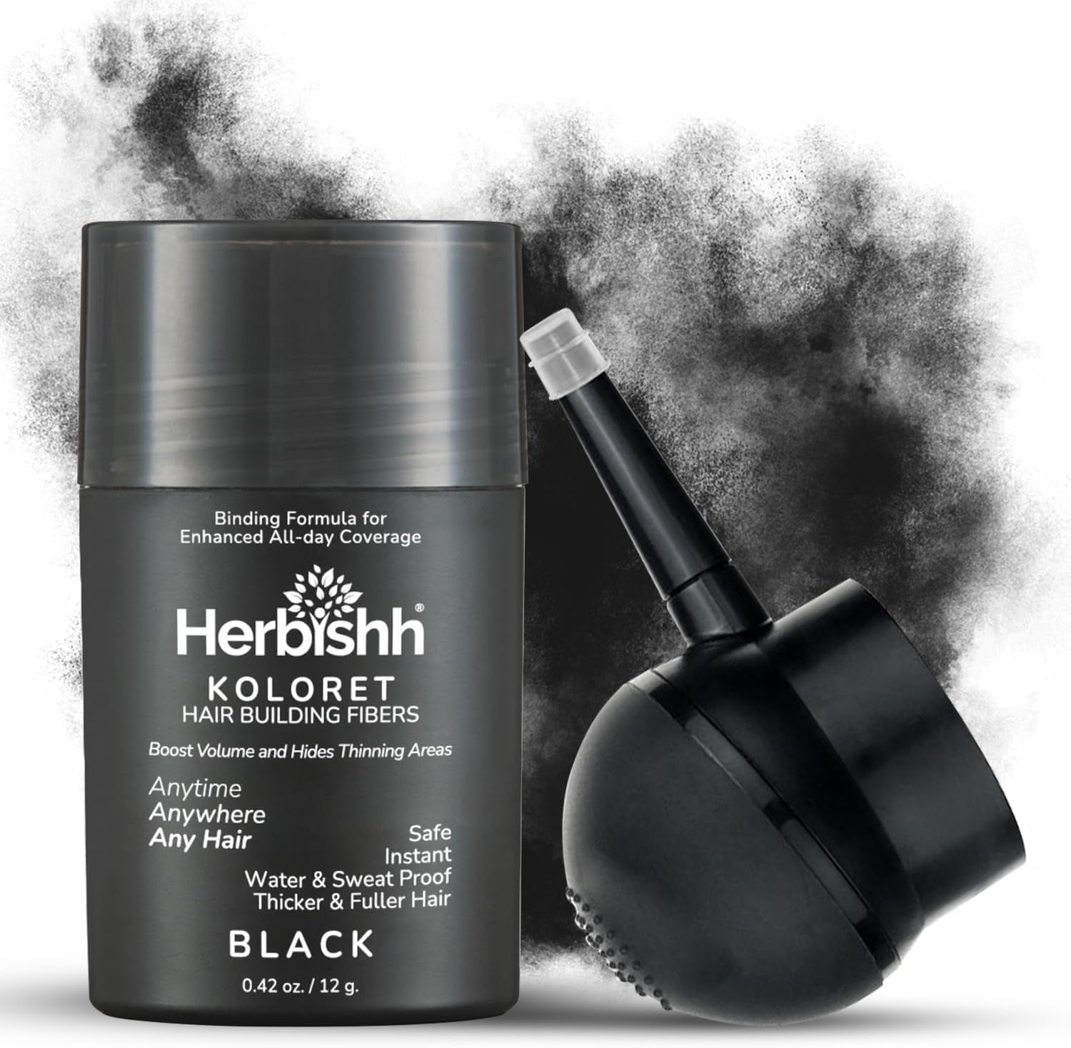 Herbishh Koloret Hair Building Fibers – Black Powder for Men & Women ...