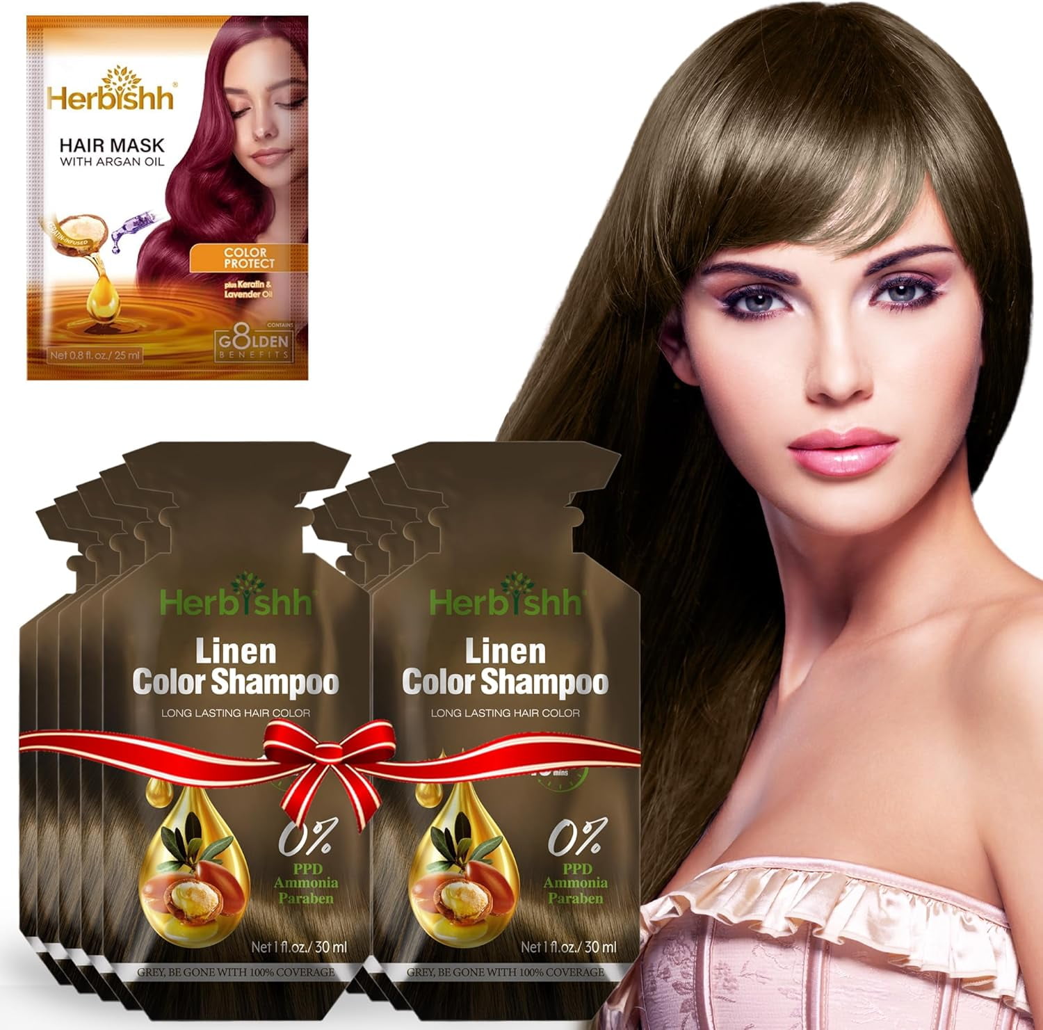 Herbishh Linen PPD-Free Shampoo for Gray Hair, Travel-friendly Hair Dye ...