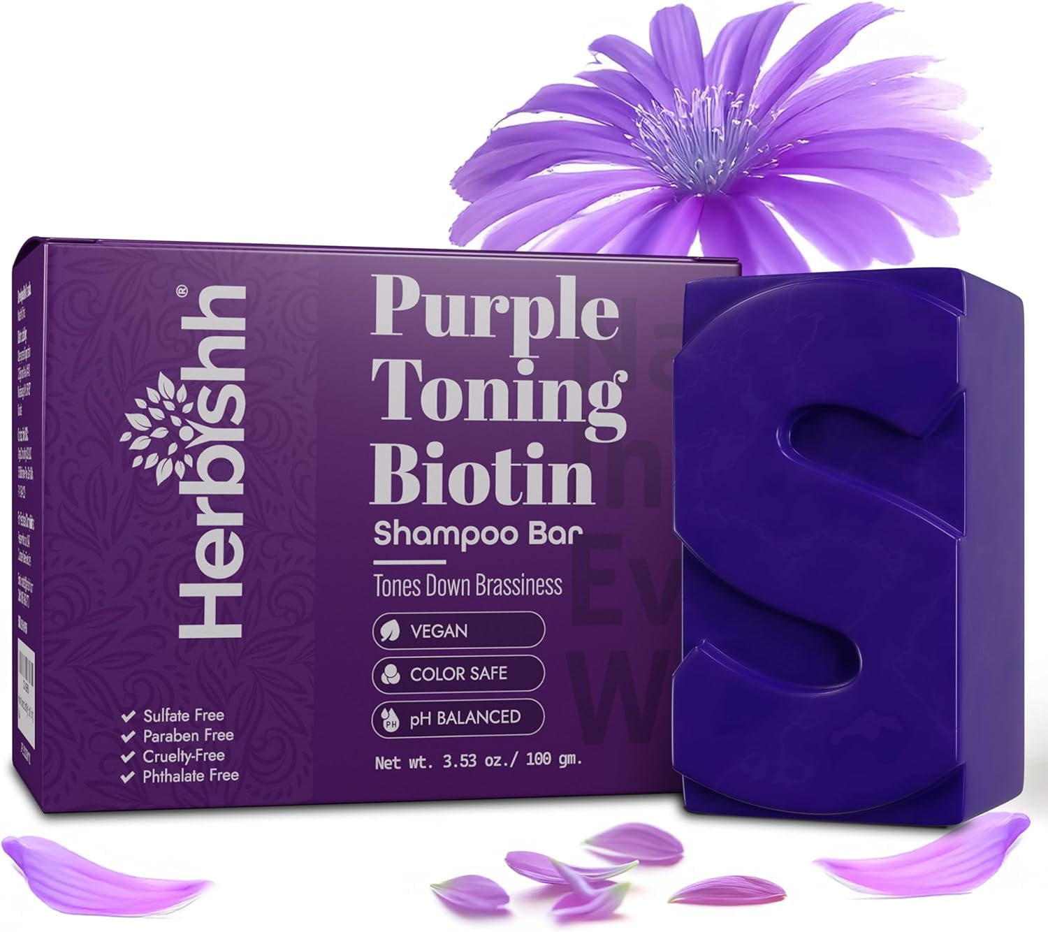 Herbishh Purple Shampoo Bar for Blonde Hair with Biotin –Strengthen ...