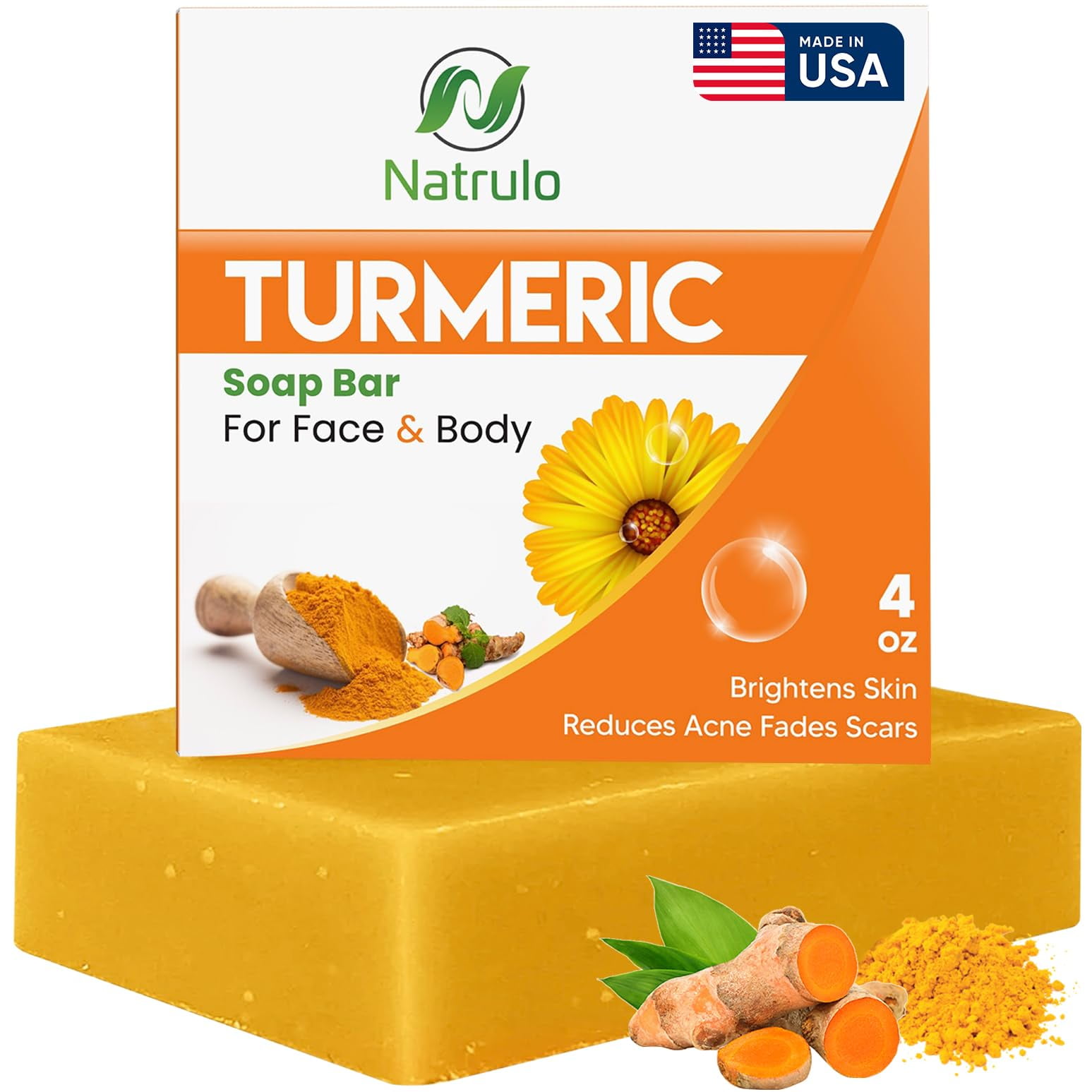 Herblov Turmeric Soap Bar DMF15 for Face & Body - Natural Turmeric Skin ...