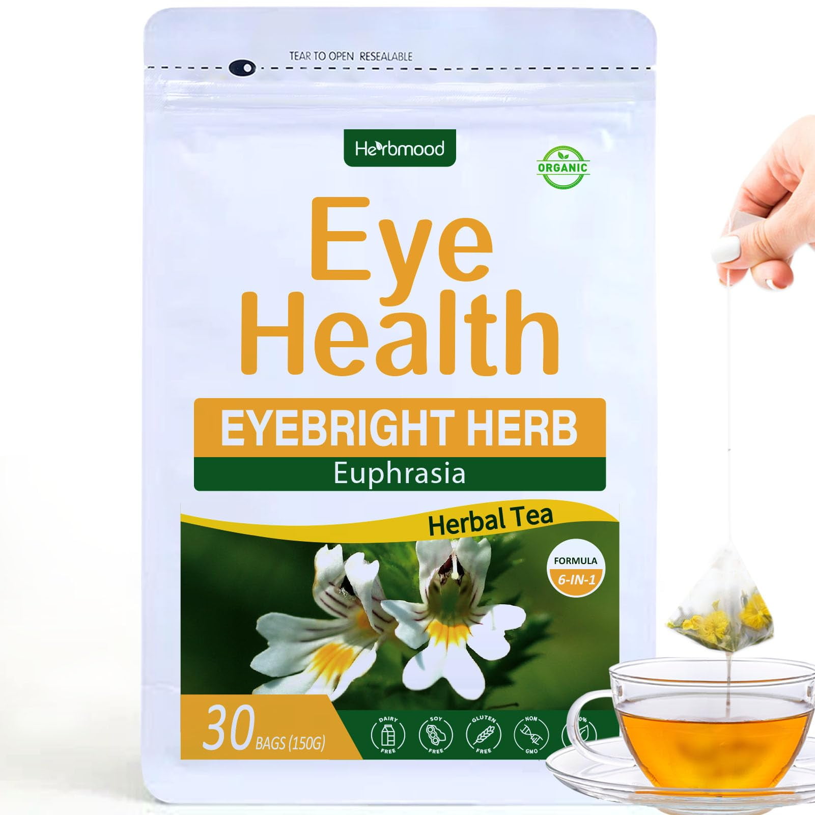 Herbmood Eyebright HerbTRDN Eye Health Tea Bags, Eye Bright Tea w ...