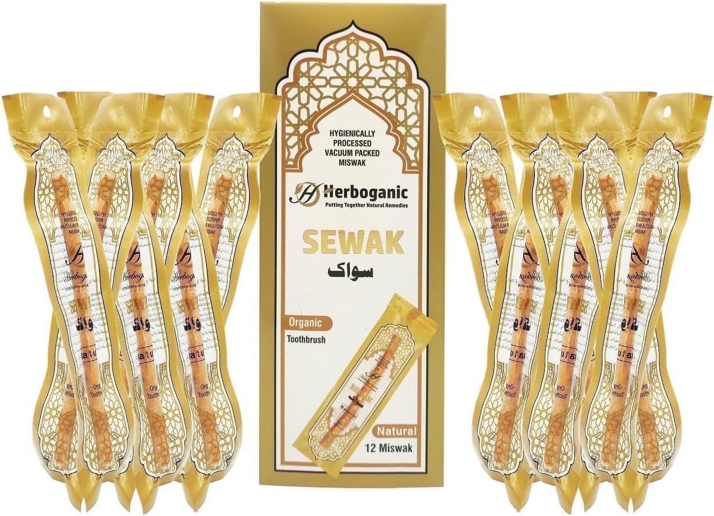 Herboganic Sewak Natural Miswak Traditional Toothbruh, 12 Count for ...