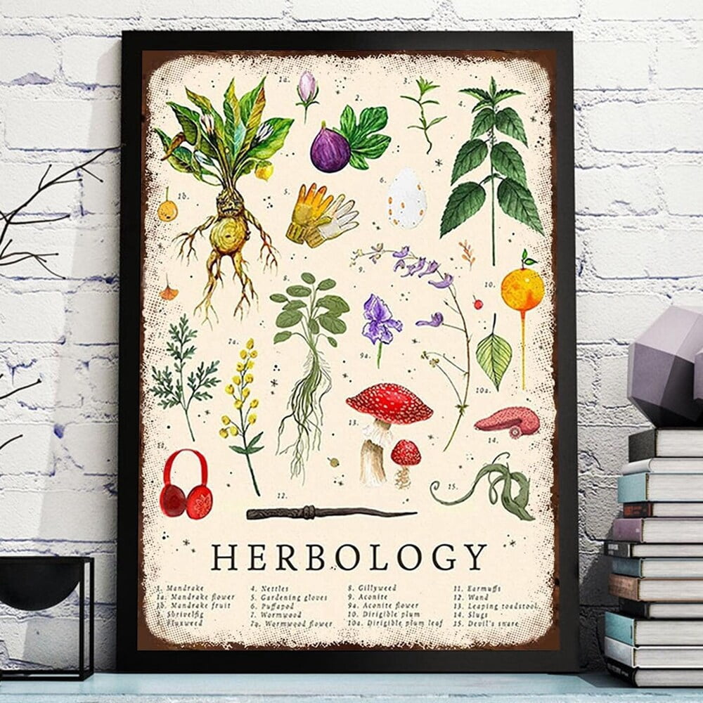 Herbology Poster, Plant Magic Wall Art, Vintage Gardening Prints ...