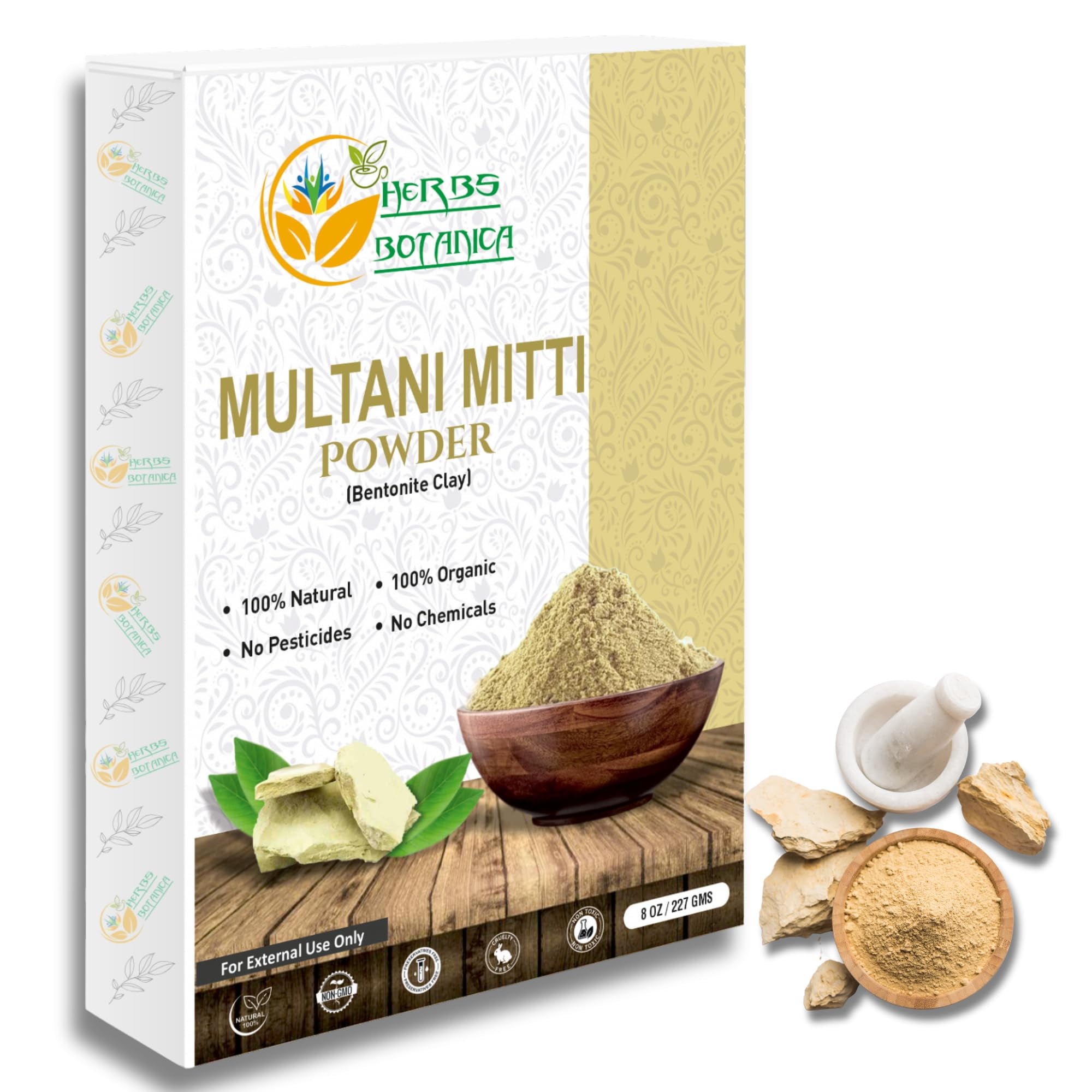 Herbs Botanica Multani Mitti TMA2 Powder/Fuller's Earth Clay Powder ...