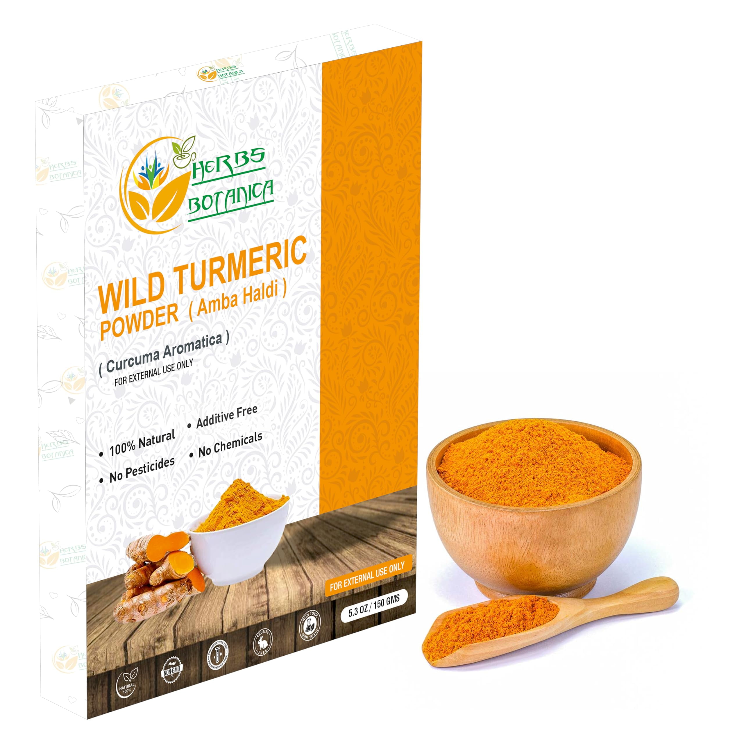 Herbs Botanica Wild Turmeric IFF17 Powder 100% Pure Kasturi Turmeric ...