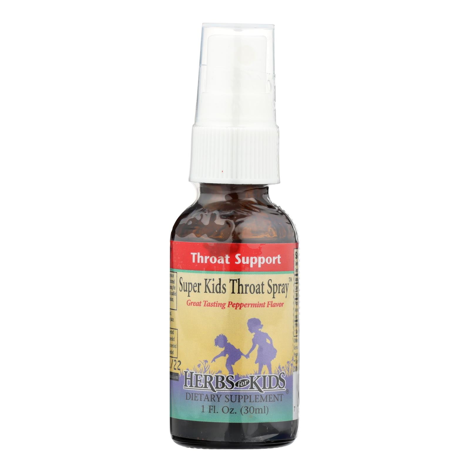 Herbs For Kids Super Kid's Throat Spray Peppermint 1 fl oz Pack of 4 ...