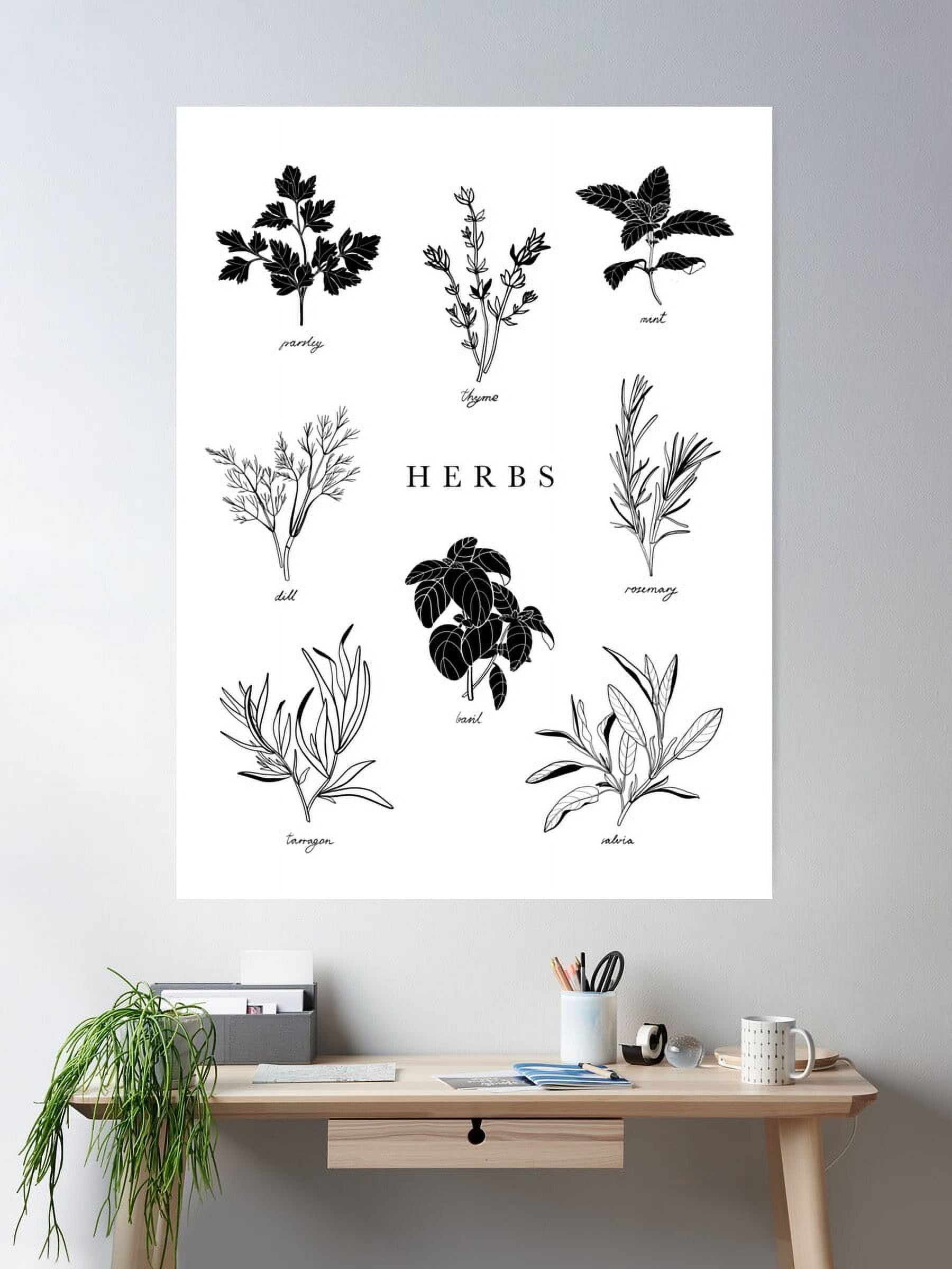 Herbs Kitchen Poster Wall Art, Modern Wall Decor For Living Room ...