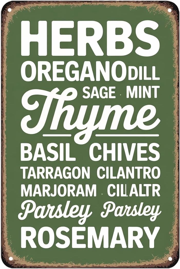 Herbs and Spices tin sign, Vintage Culinary Herbs Metal Sign print ...