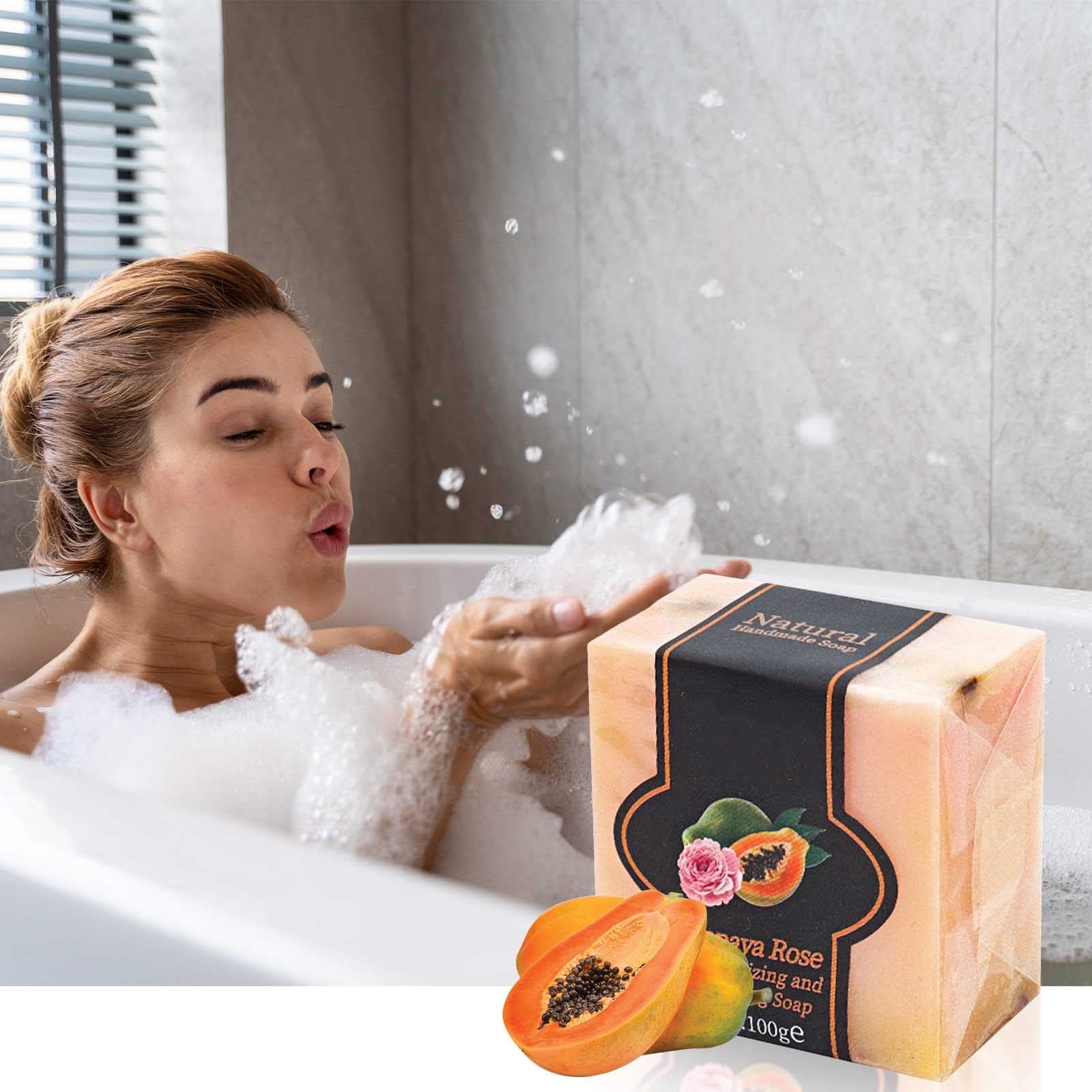 Herbzj Papaya Rose Soap Face & Body Wash – Skin Brightening Papaya Soap ...