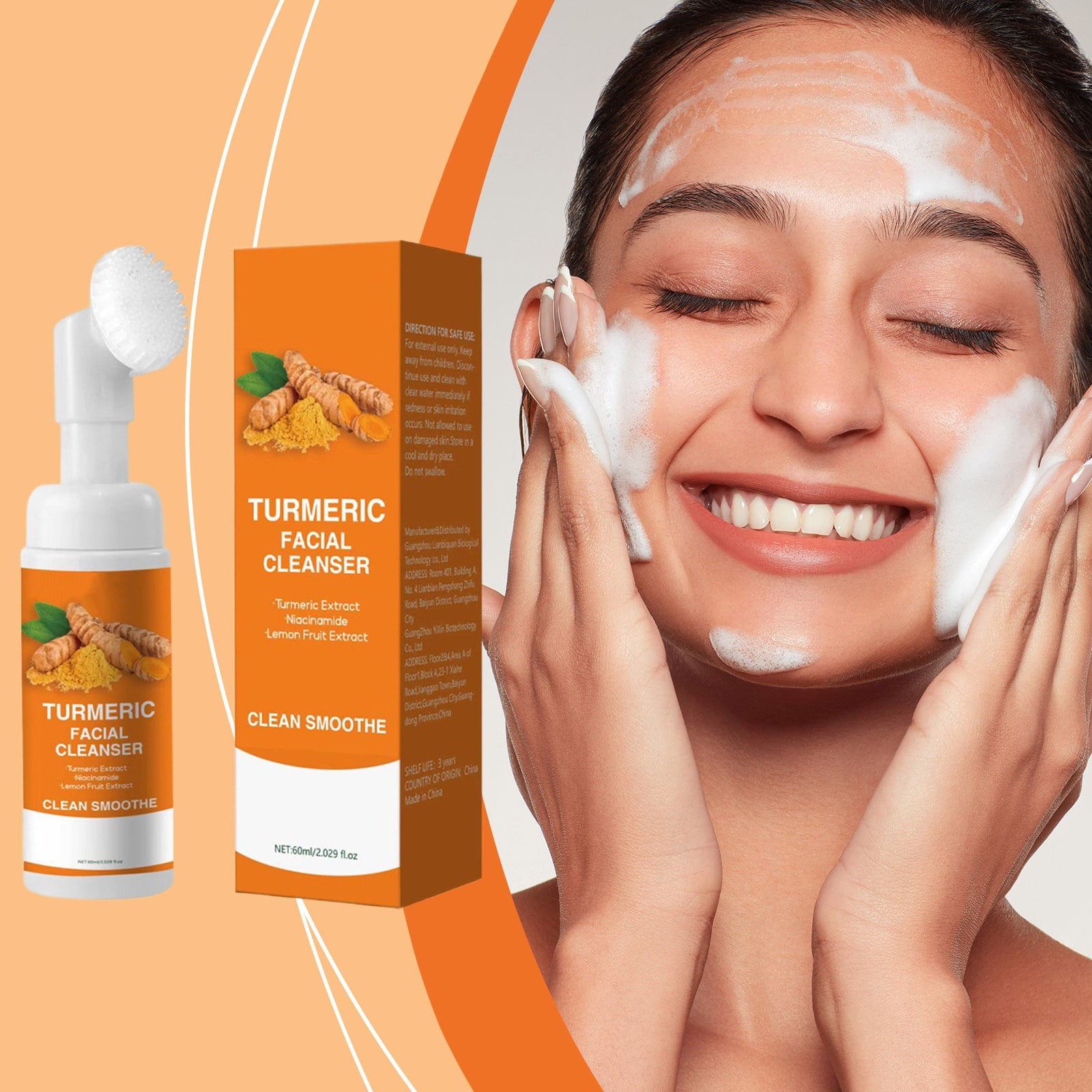 Herbzj Turmeric Face Wash, Turmeric Facial Cleanser, Turmeric Foaming ...