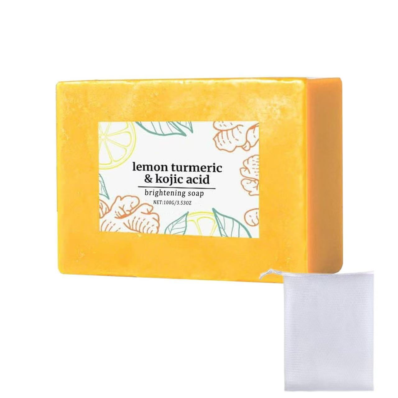 Herbzj Turmeric Kojic Lemon Soap 3.5OZ/100g Turmeric Soap Bars Face Facial Cleanser Body Wash ...