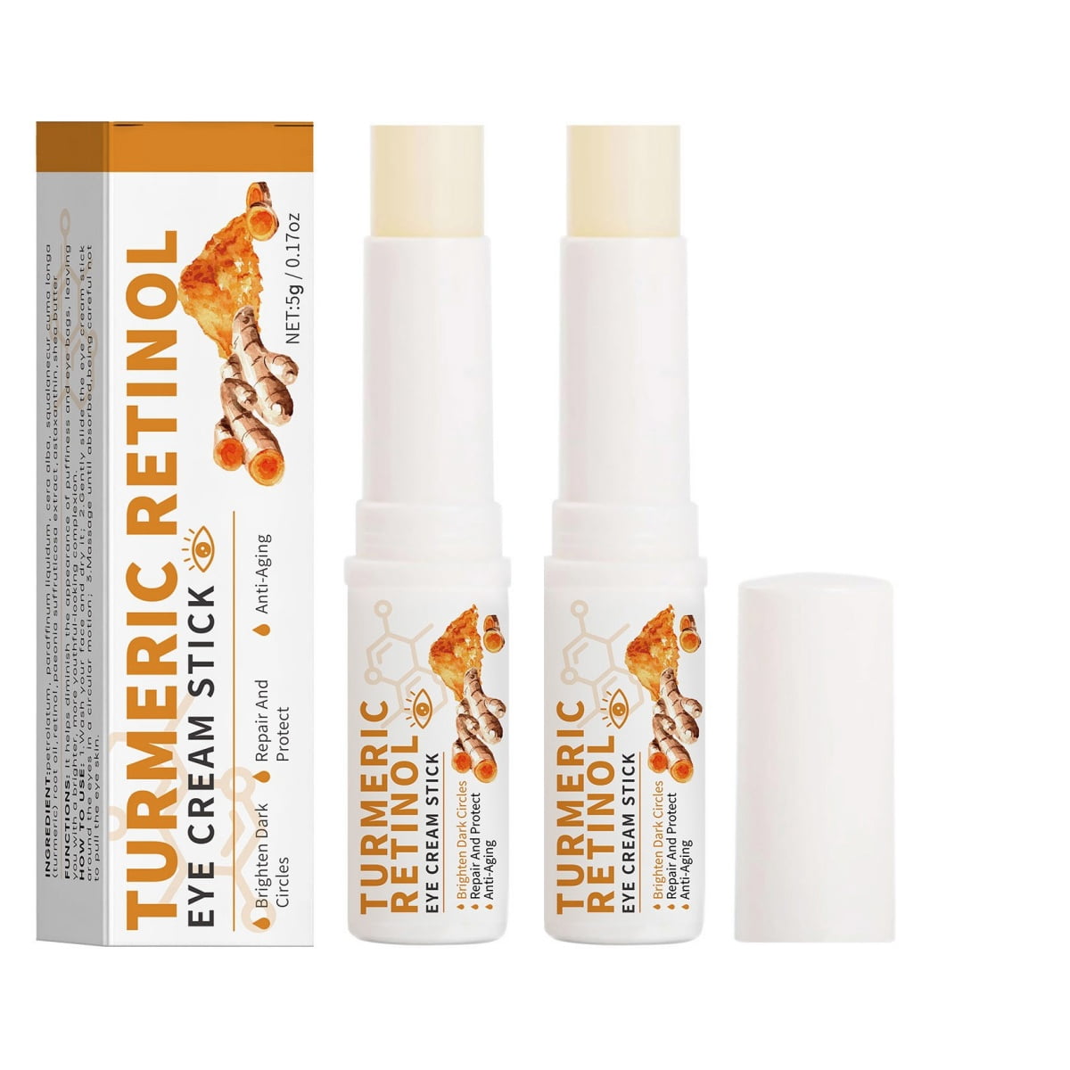 Herbzj Turmeric Retinol Eye Cream Stick, Lumibalm for Under Eye Bags ...