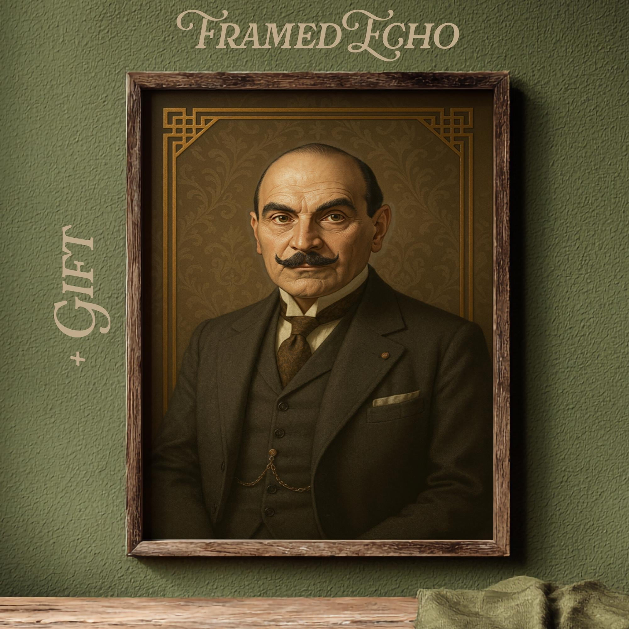 Hercule Poirot Portrait Print: Vintage Art Deco Detective Poster ...