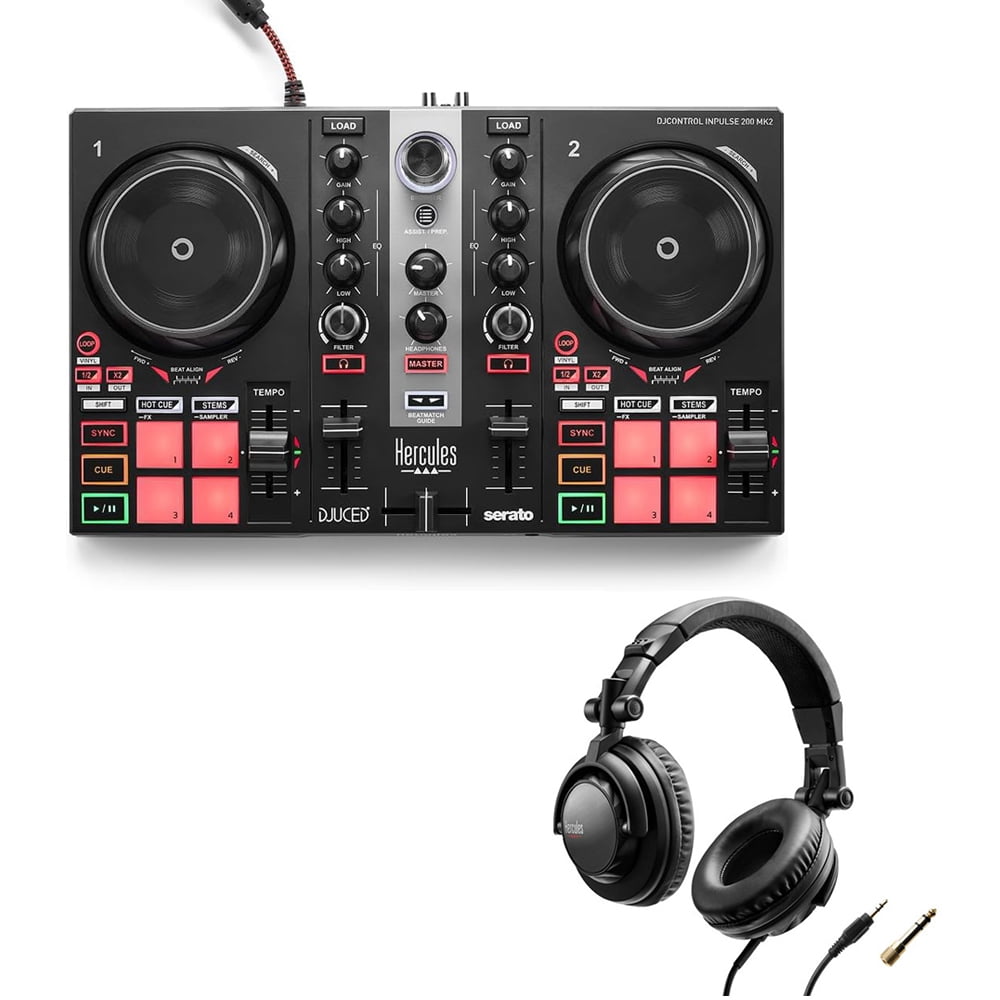 Hercules DJControl Inpulse 200 MK2 - Compact DJ Controller Bundle with ...