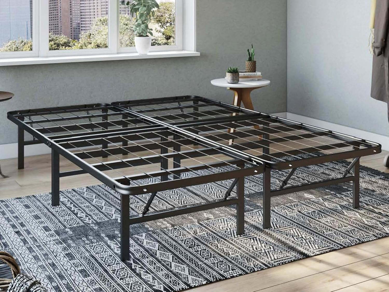 Hercules Folding Metal Bed Frame, 14 Inch Platform Mattress Foundation ...
