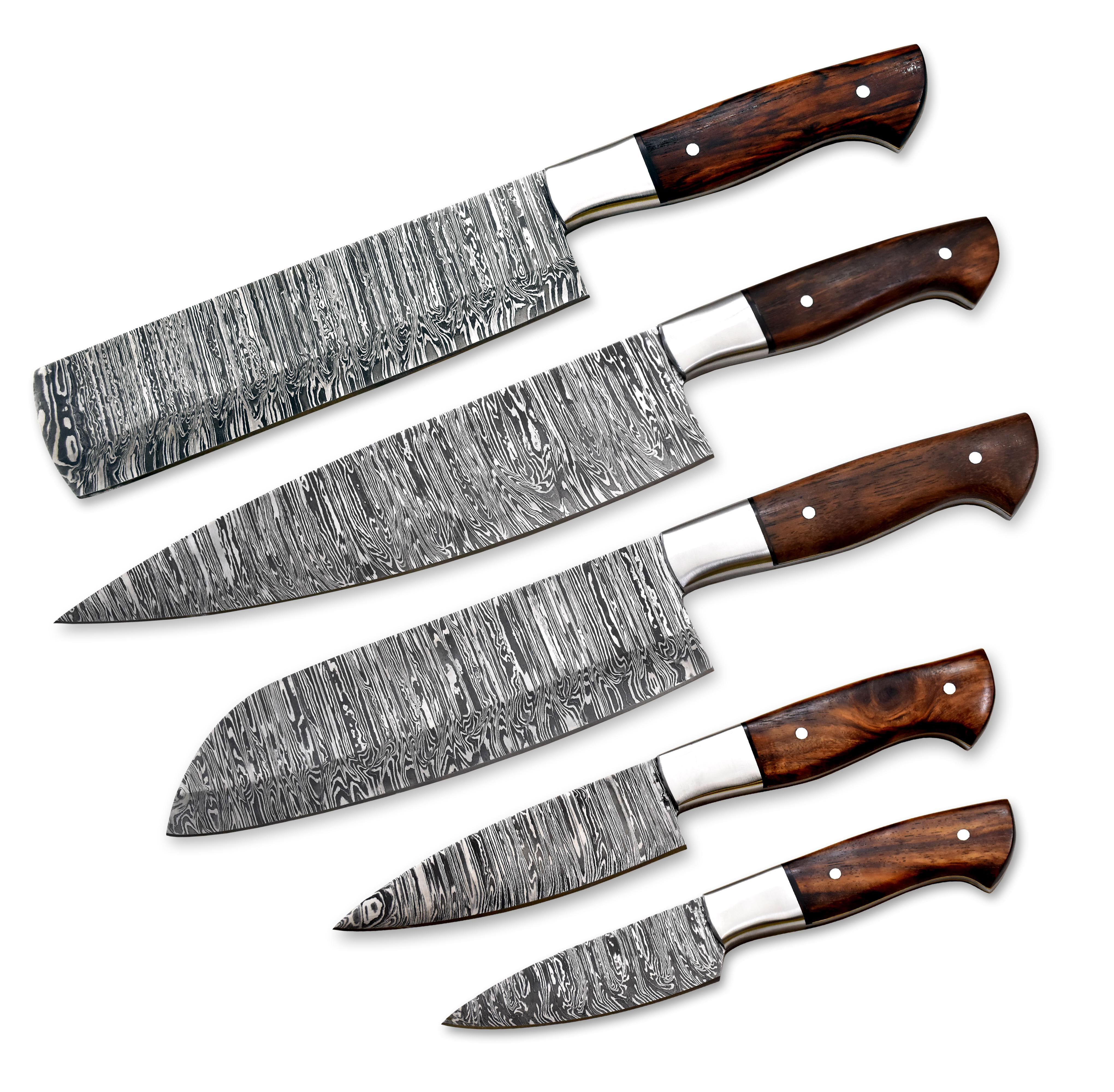 Hercules Knives damascus steel 5 Pieces chef knives set Handmade ...