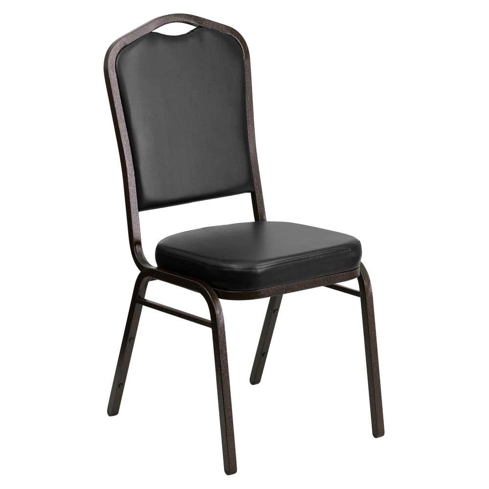 Hercules Vinyl Crown Back Ergonomic Banquet Chair in Black Vinyl/Gold ...