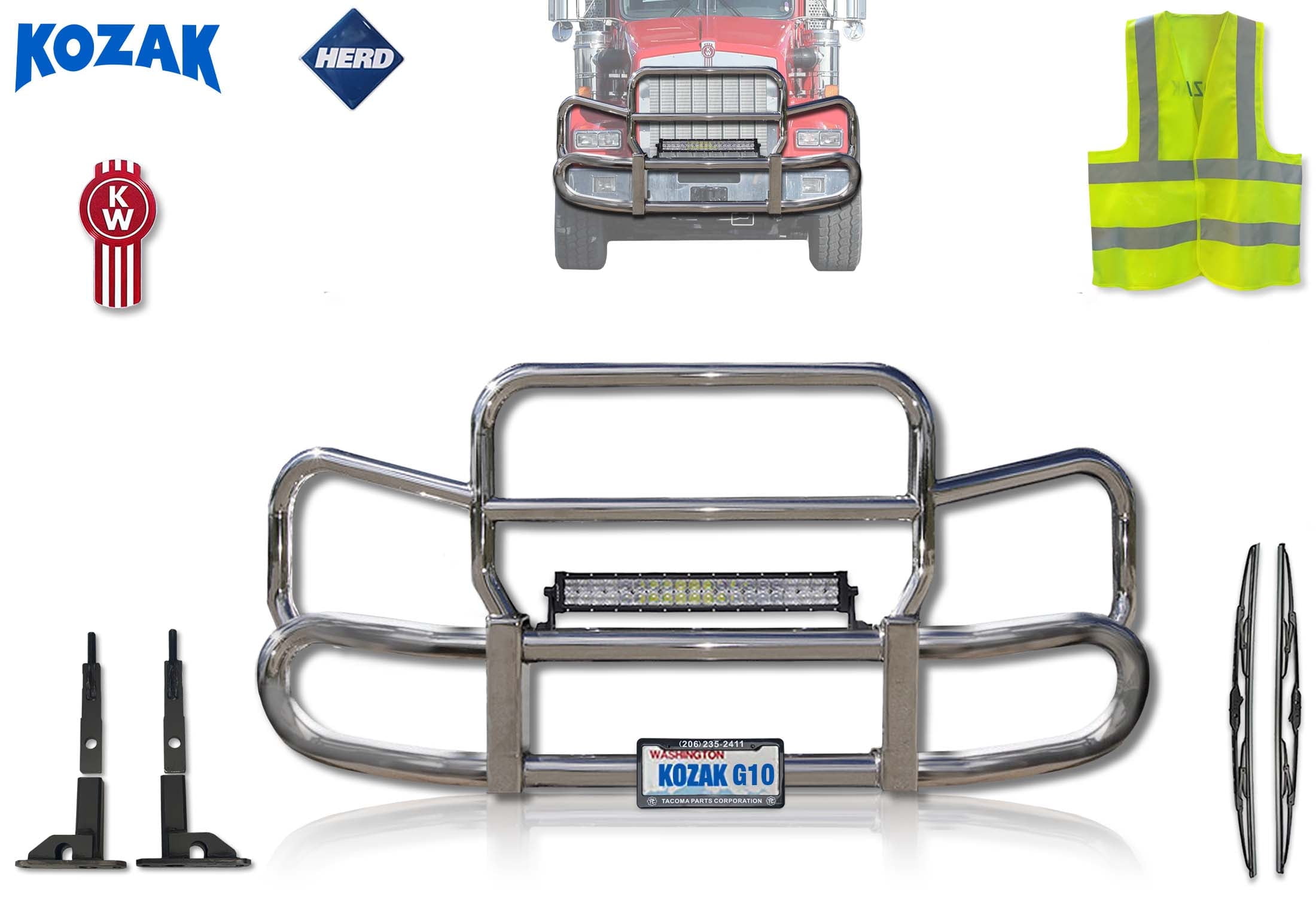 Herd 300 Kenworth T800 1986-2020 Grille Deer Moose Brush Bumper Guard ...