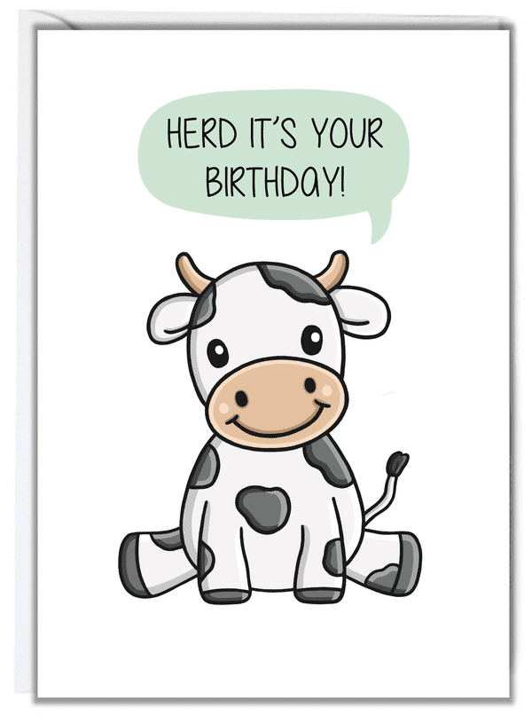 Herd It's Your Birthday Card – Cute Cow Design – Perfect for Kids and ...