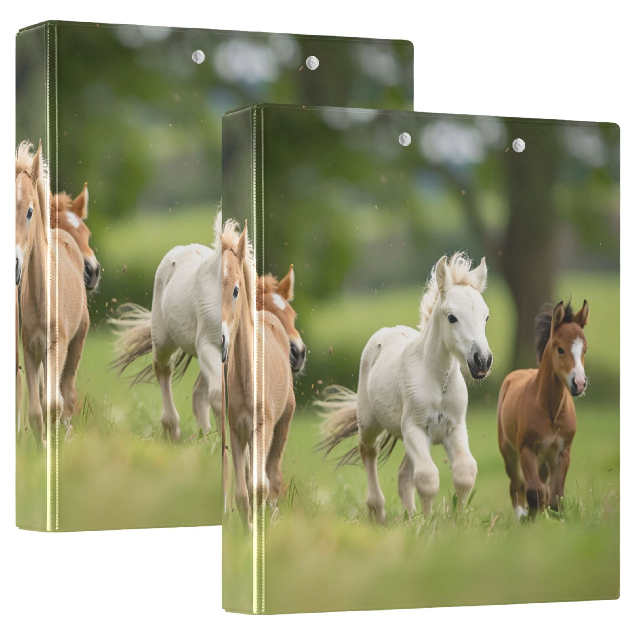 Herd Of Ponies Horse Running 3 Ring Hardcover Binders 1.5" Round Rings ...