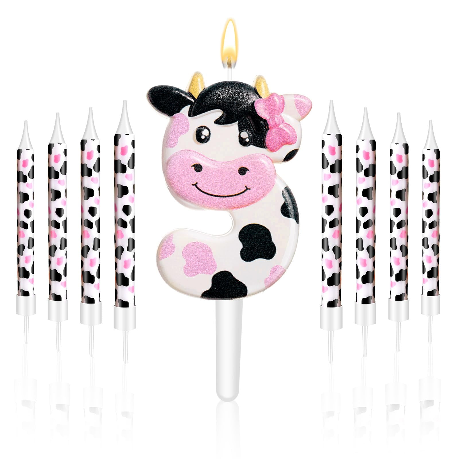 Herdear Pink Cow Print 1-6 Number Candle Birthday Cow Cake Topper, Holy ...