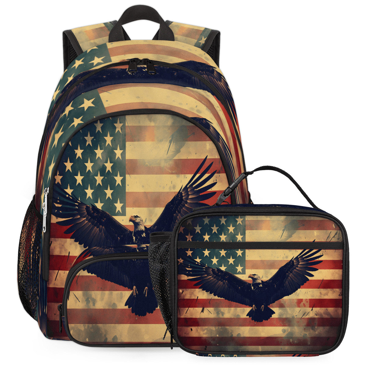 Herdesigns American Backpack with Lunch Box Patriotic Theme USA Eagles ...