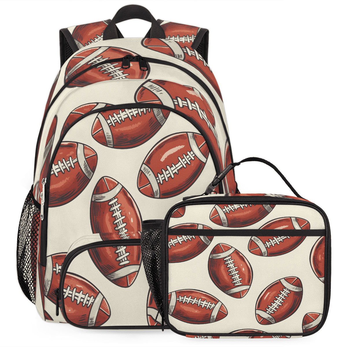 Herdesigns American Football Backpack with Lunch Box Sports Lightweight ...