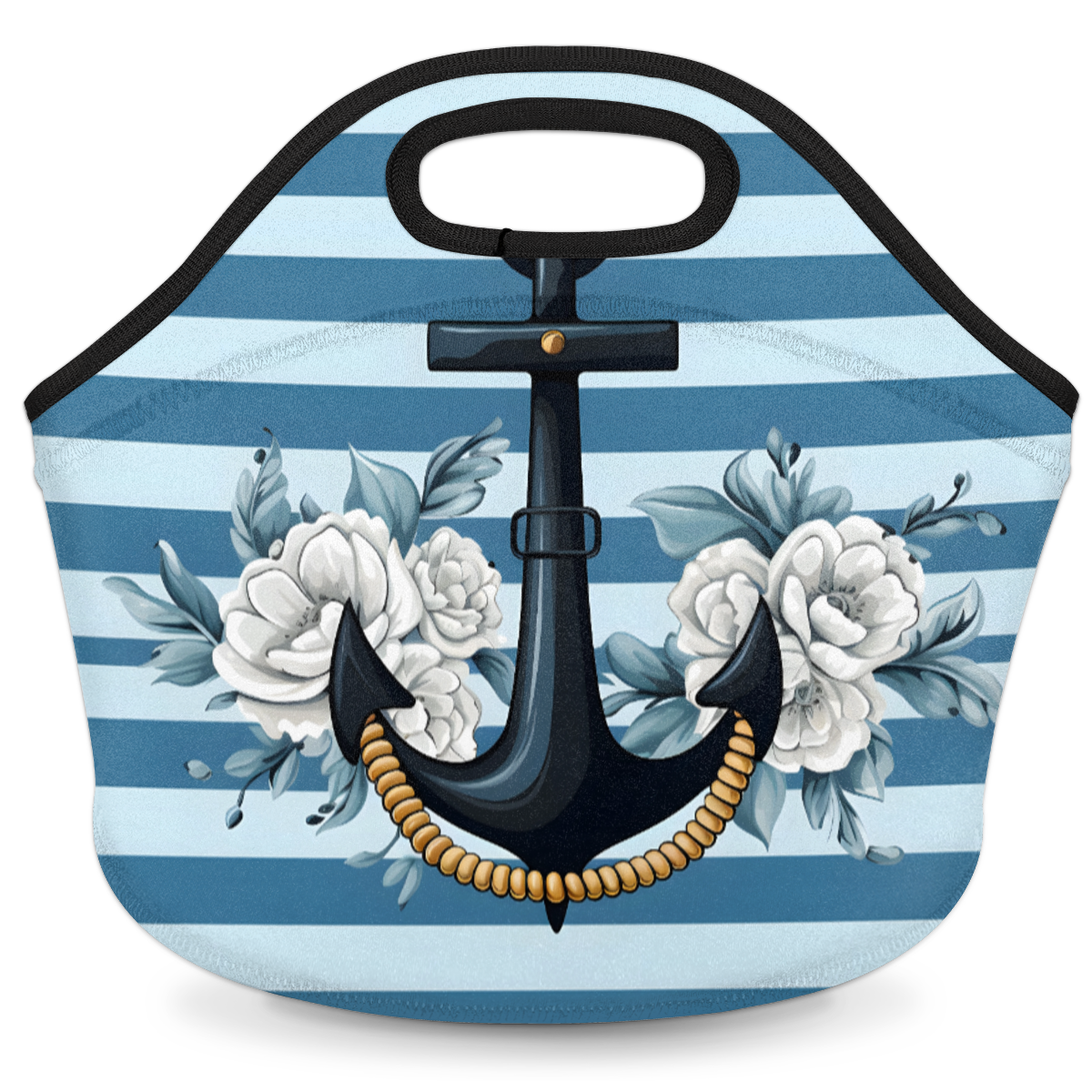 Herdesigns Anchor Neoprene Lunch Bag, Stripe Nautical Ocean Insulated ...