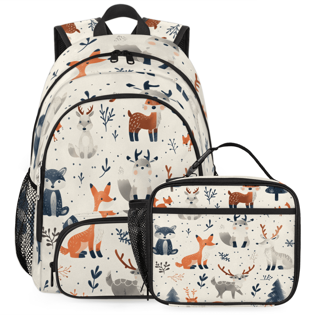 Herdesigns Animals Backpack with Lunch Box Jungle Animal Lightweight ...