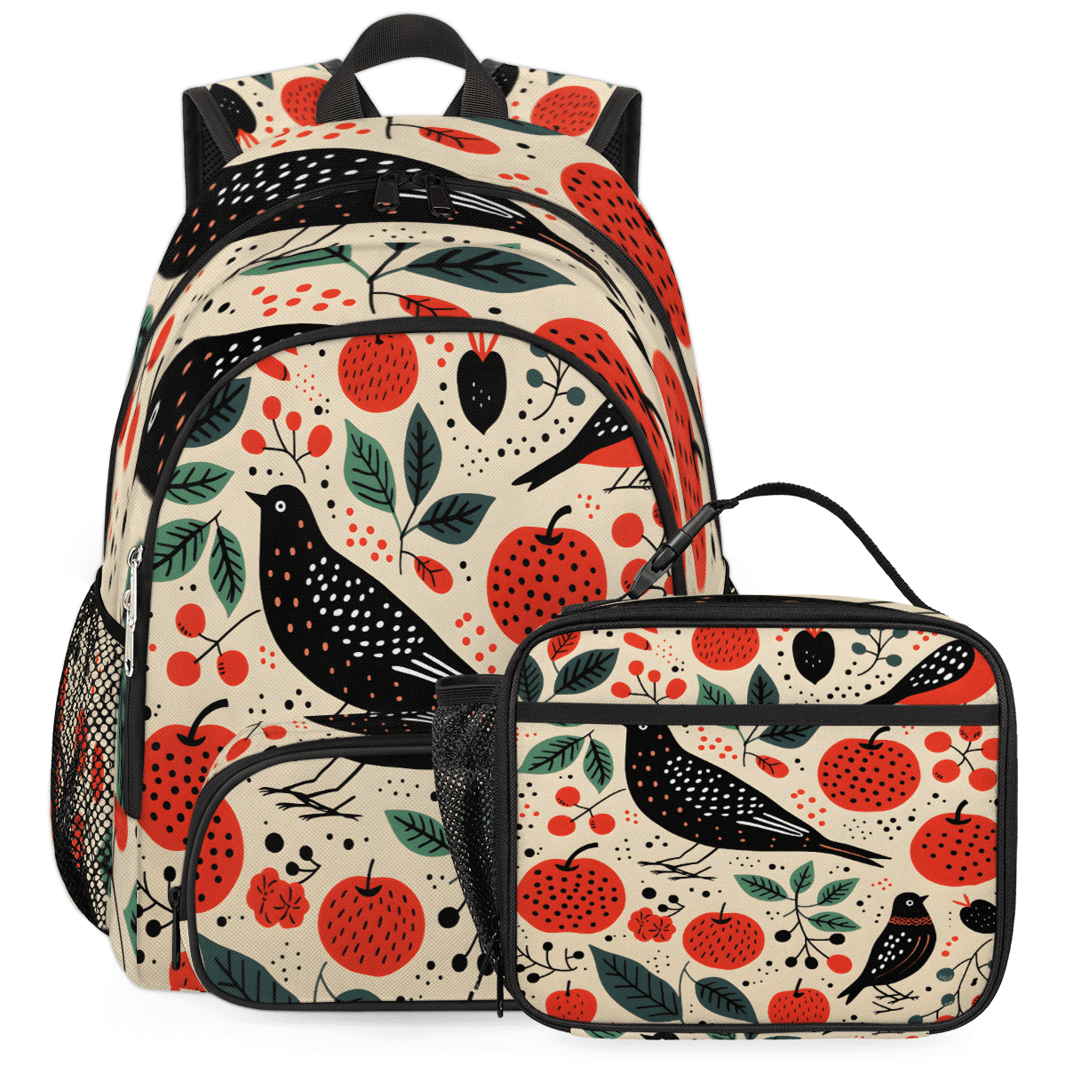 Herdesigns Apples and Birds Backpack with Lunch Box Farmhouse ...