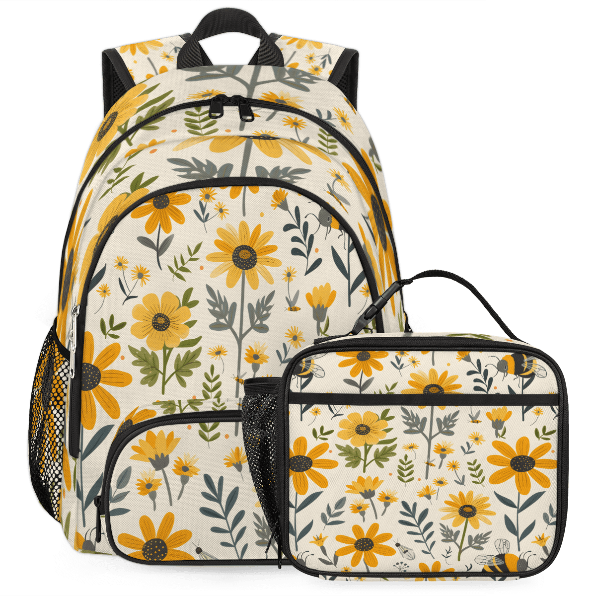 Herdesigns Bee Backpack with Lunch Box Yellow Honeycomb Daisy ...