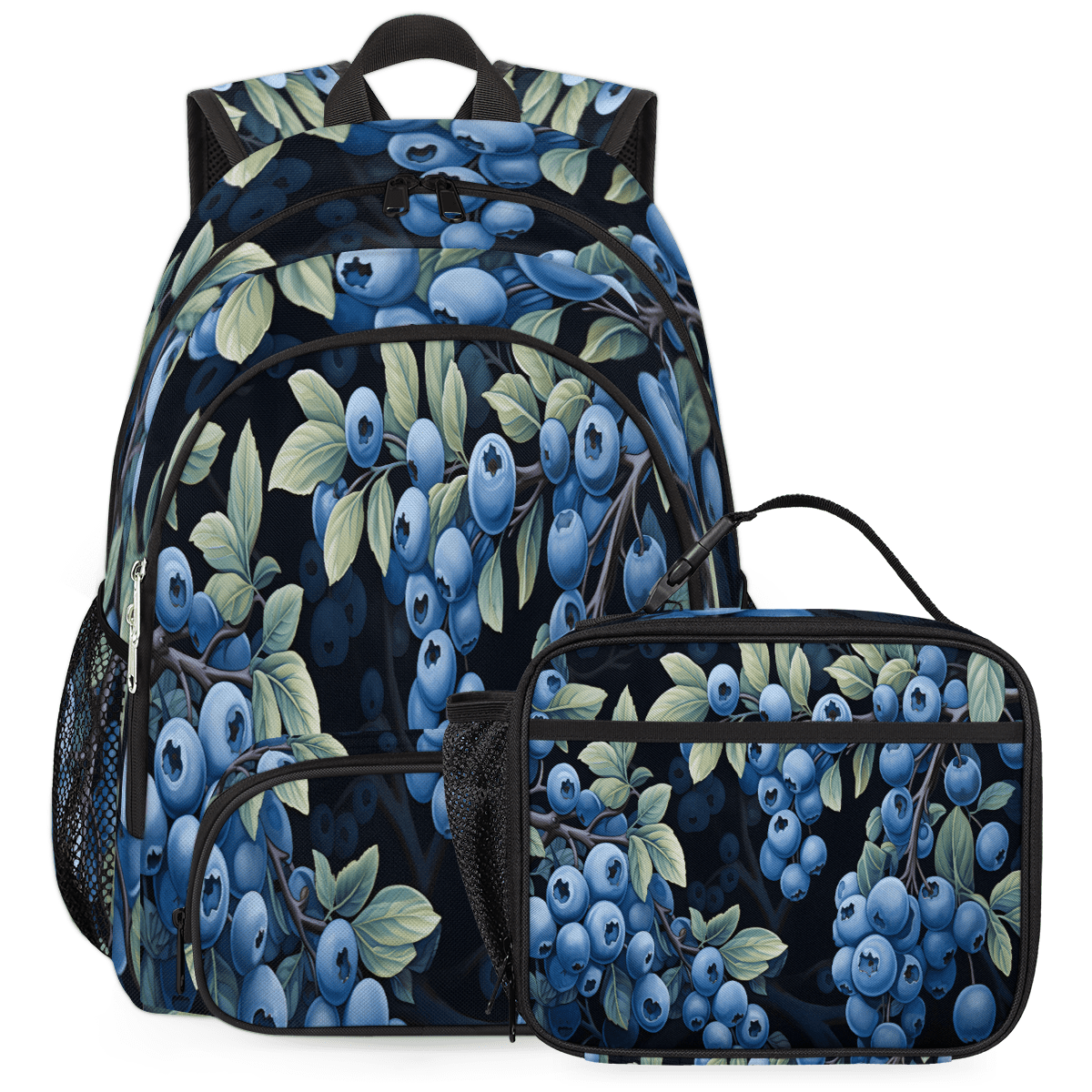 Herdesigns Blueberry Backpack with Lunch Box Fruit Printed Lightweight ...