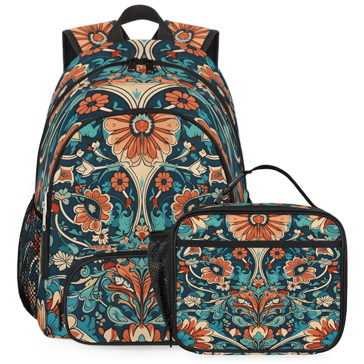 Herdesigns Bohemia Floral Backpack with Lunch Box Boho Vintage ...
