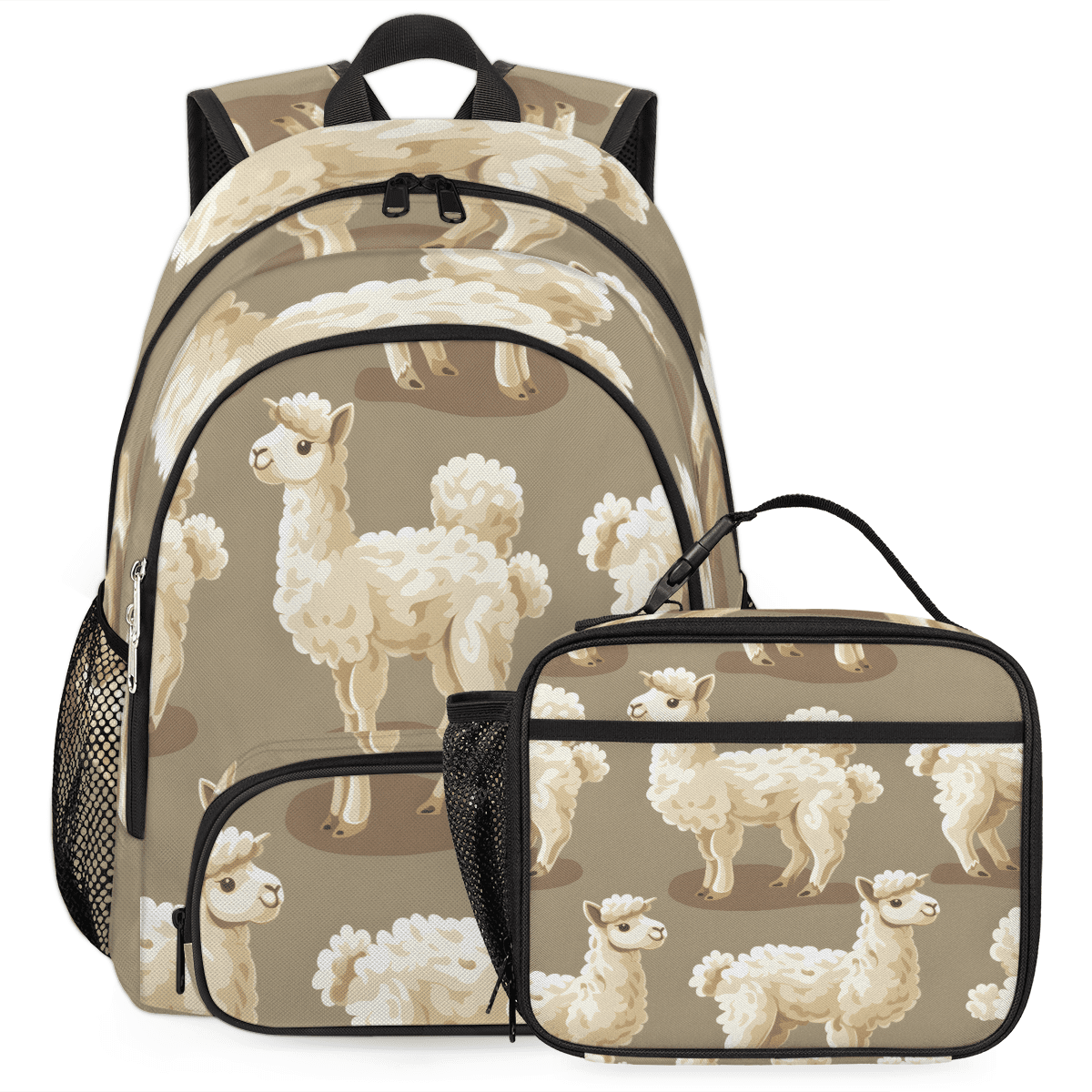 Herdesigns Brown Llama Backpack with Lunch Box Alpaca Sheep Lightweight ...
