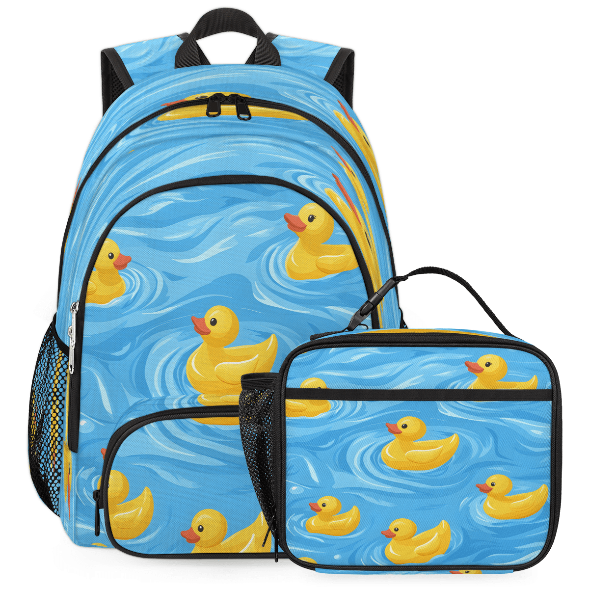 Herdesigns Cartoon Duck Backpack with Lunch Box Rubber Duck Lightweight ...