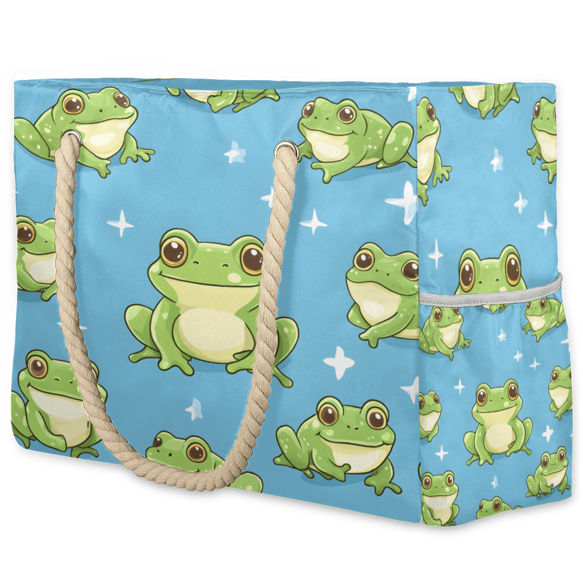 Herdesigns Cartoon Frog Tote Beach Bag for Women Ladies with Zipper ...