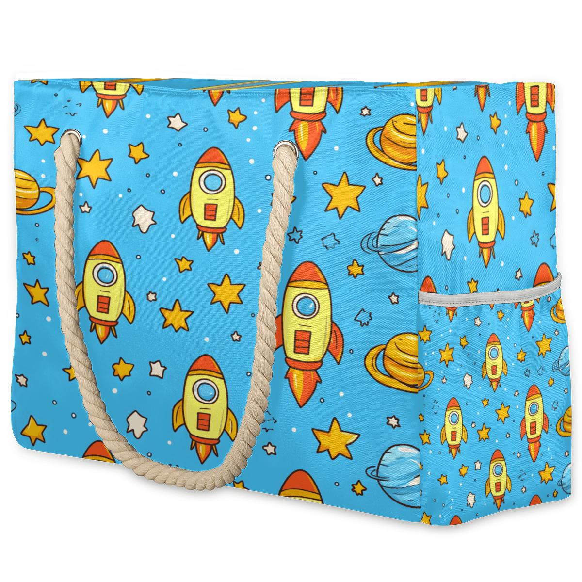 Herdesigns Cartoon Rocket Tote Beach Bag for Women Ladies with Zipper ...