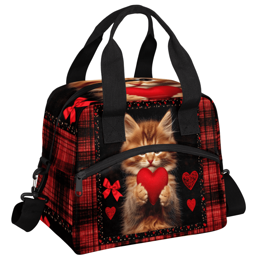 Herdesigns Cat Heart Insulated Lunch Bag for Women Men Adults Large ...