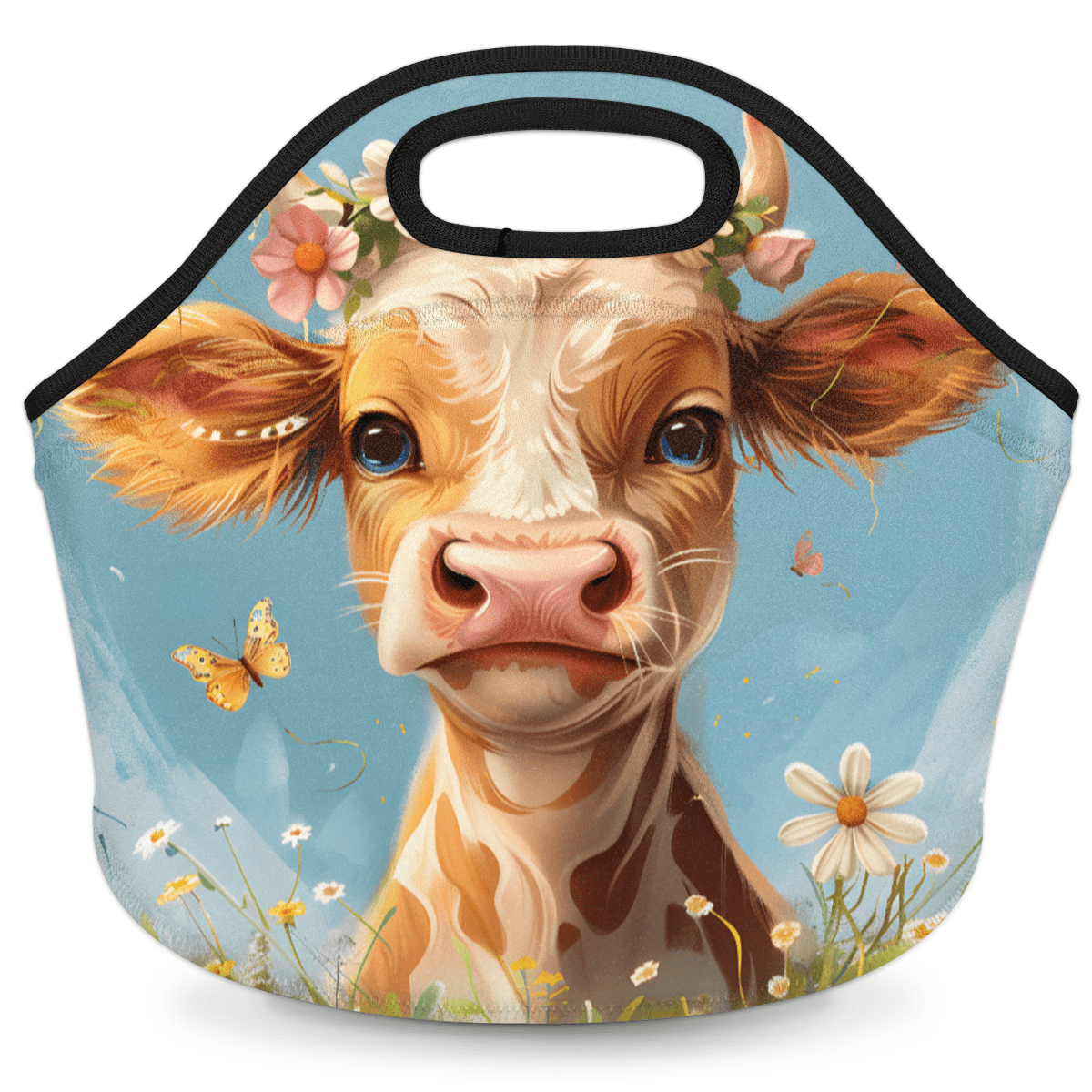 Herdesigns Cattle Cow Neoprene Lunch Bag, Watercolor Floral Insulated ...
