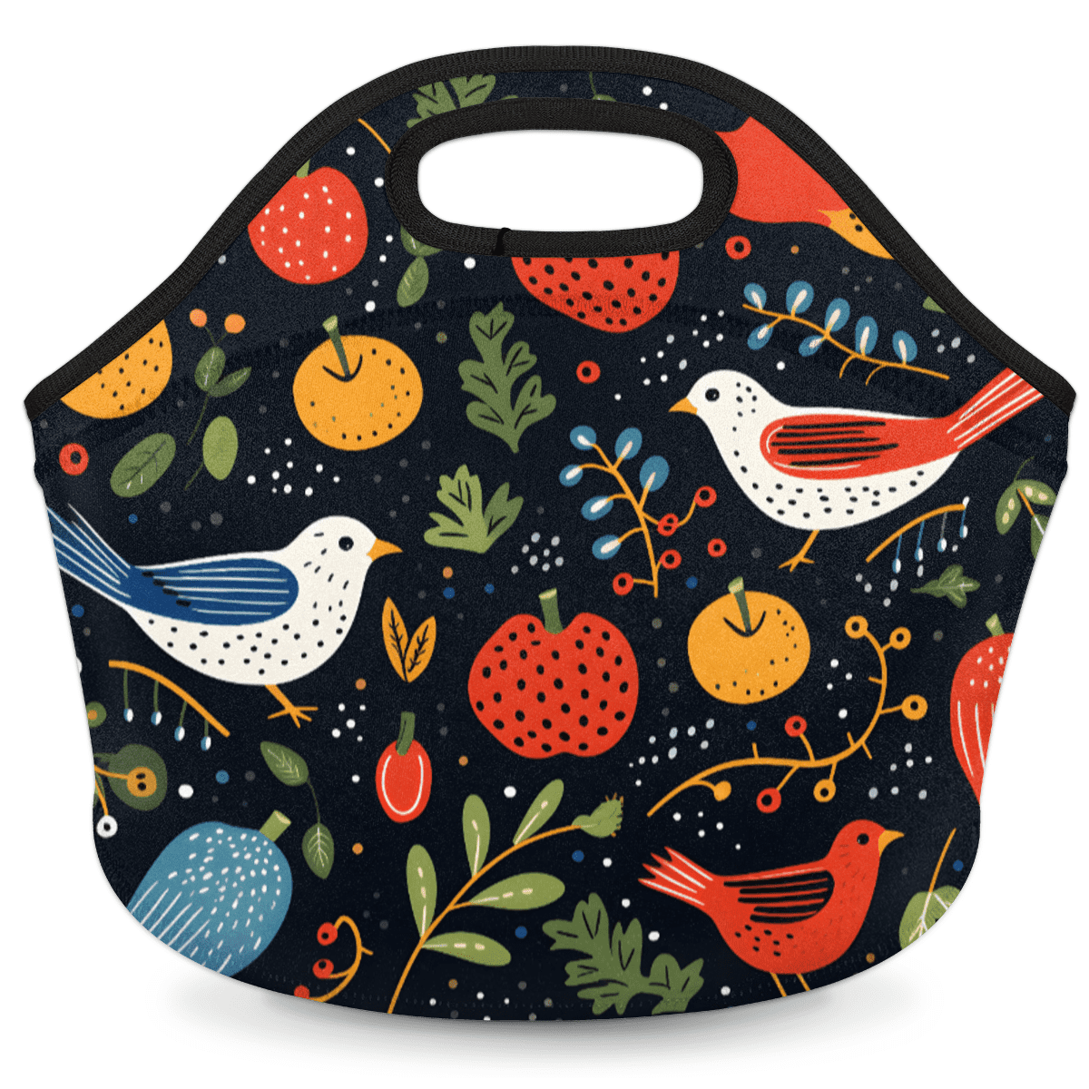 Herdesigns Colorful Birds Neoprene Lunch Bag, Fruit and Bird Insulated ...