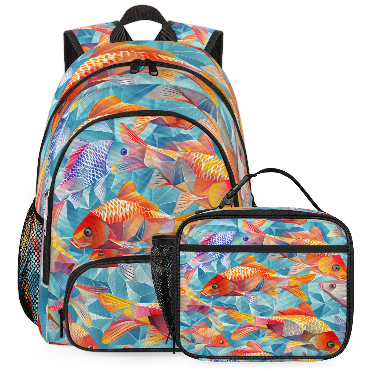 Herdesigns Colorful Fish Backpack with Lunch Box Swiming Fishes ...