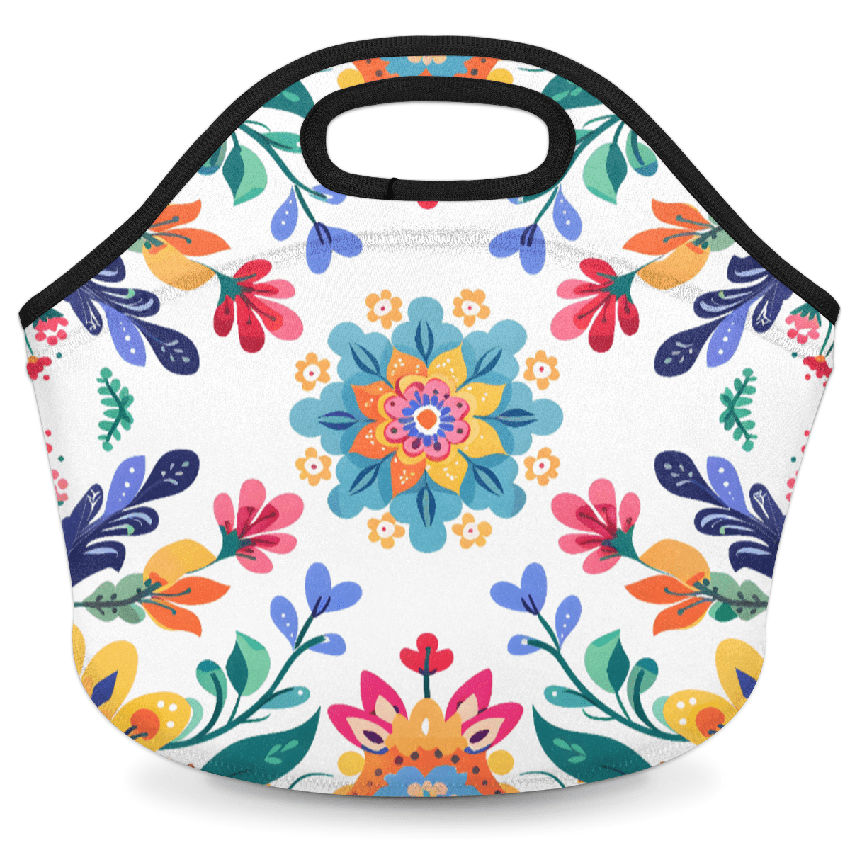Herdesigns Colorful Floral Summer Flowers Insulated Neoprene Lunch Bag ...