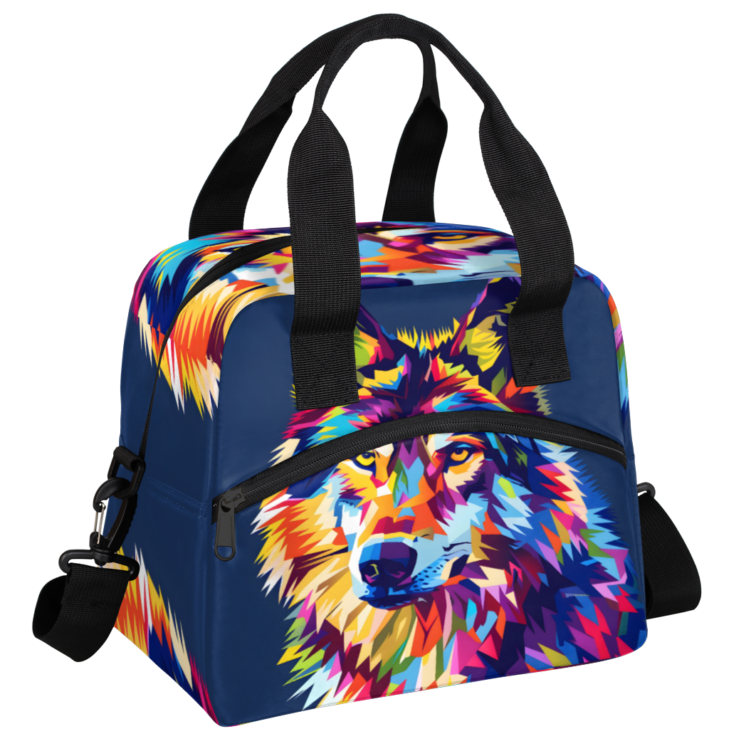 Herdesigns Colorful Wolves Insulated Lunch Bag for Women Men Adults ...