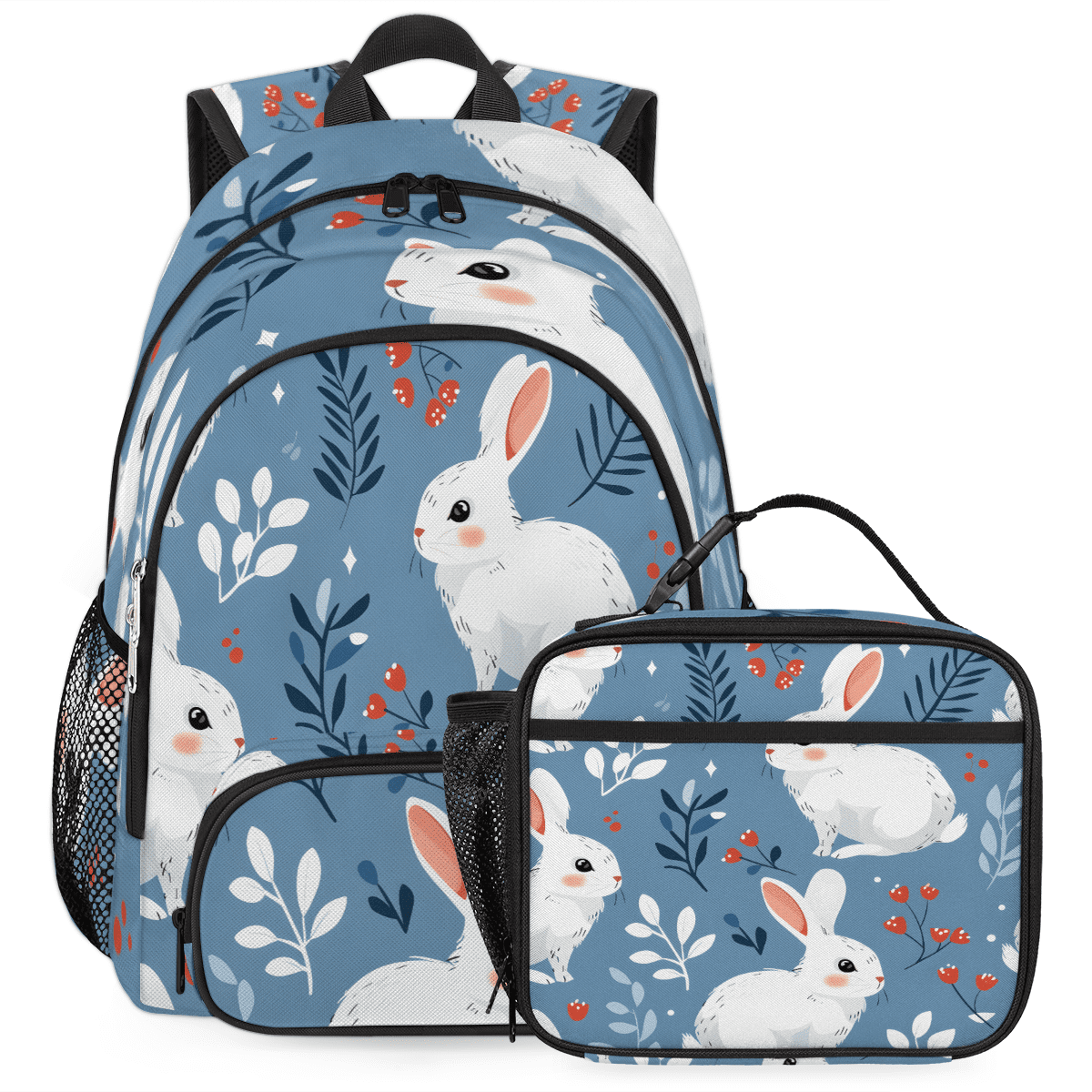 Herdesigns Cute Bunny Backpack with Lunch Box Rabbit Lightweight Large ...