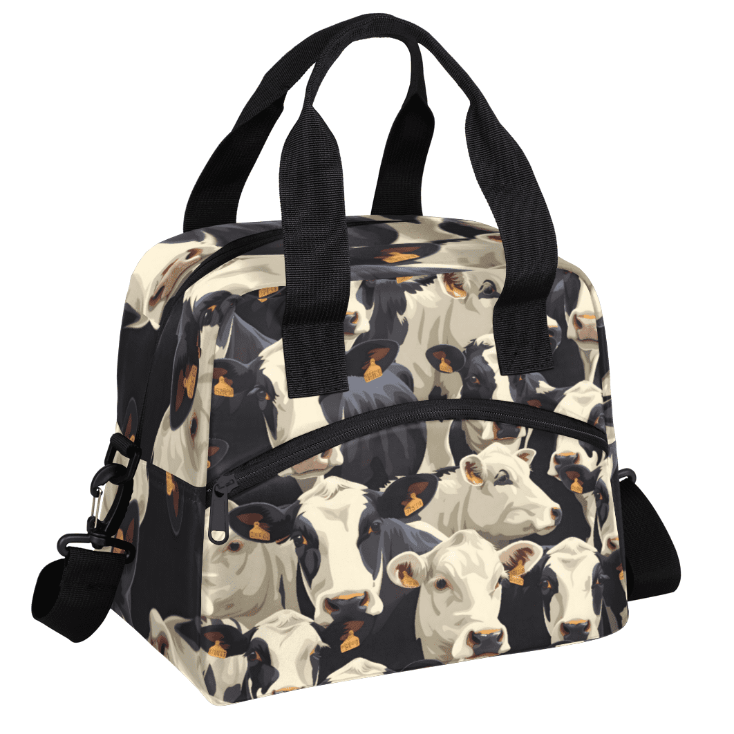 Herdesigns Cute Cow Print Insulated Lunch Bag for Women Men Adults ...