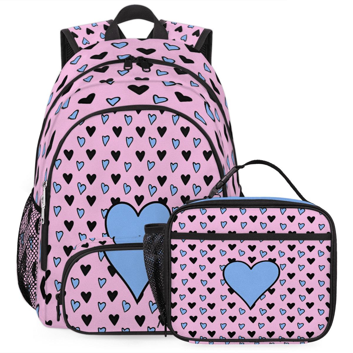 Herdesigns Cute Heart Backpack with Lunch Box Lovely Heart Lightweight ...