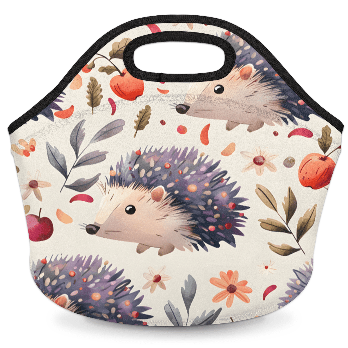 Herdesigns Cute Hedgehog Neoprene Lunch Bag, Animal Pattern Insulated ...